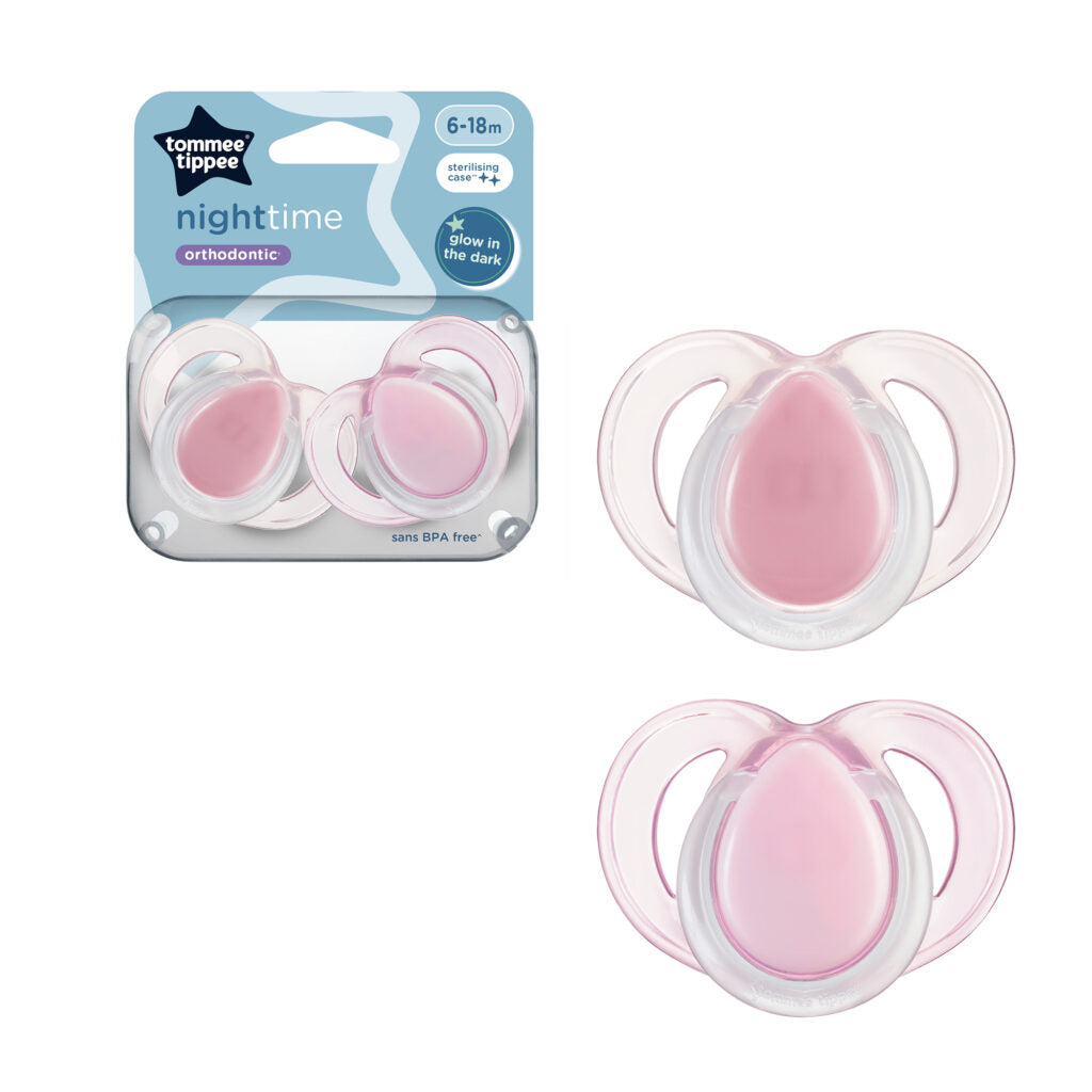 Chupones Night Time 6-18M Rosado x 2 unidades – SOFT PERU